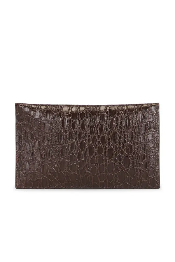 Saint Laurent Cuir Effect Croco Naturel Pouch In Brown - Easy Brown