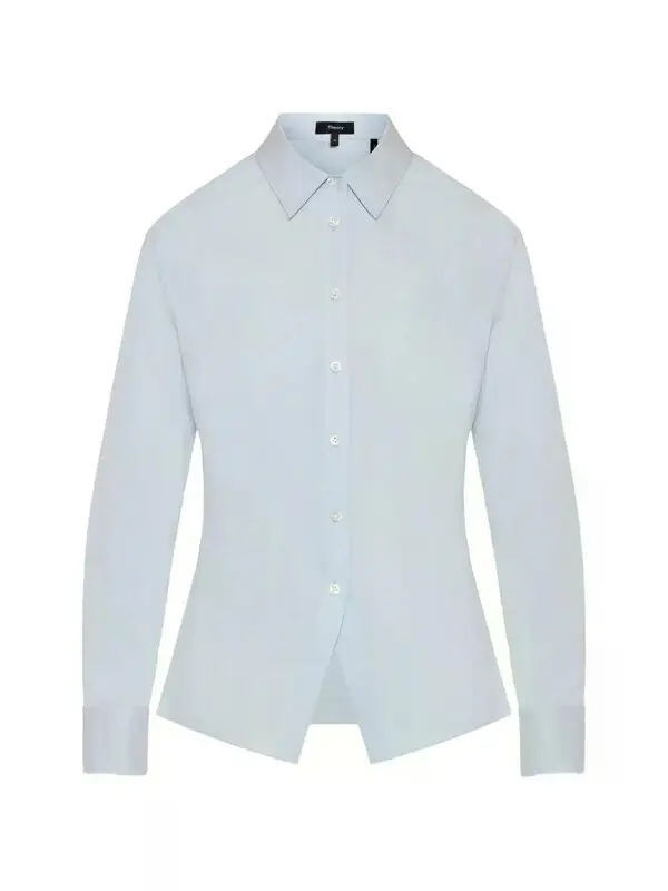 Theory Cutaway-hem Long-sleeved Shirt - Blue