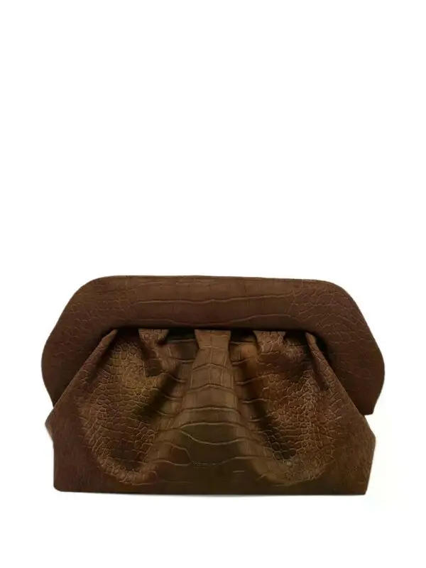 THEMOIRE Bios Croc-effect Clutch Bag - Brown