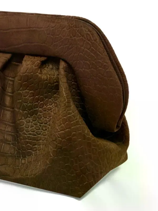 THEMOIRE Bios Croc-effect Clutch Bag - Brown