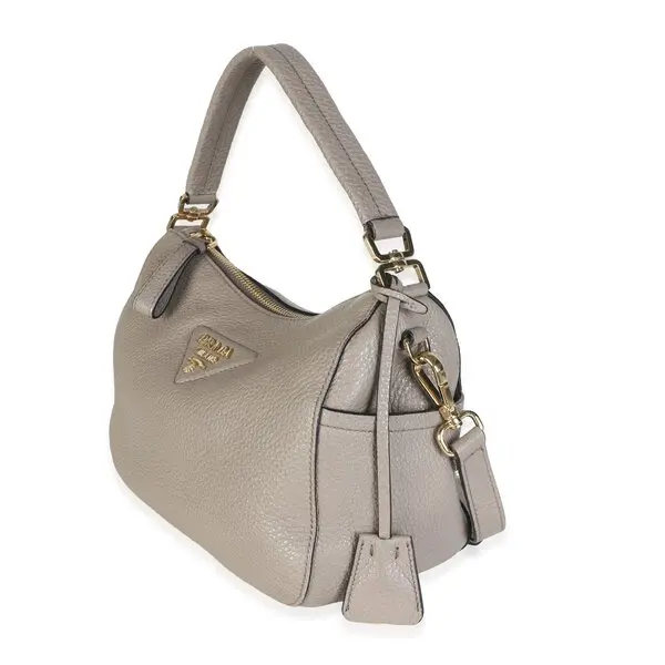 Prada Clay Grained Calfskin Triangle Logo Shoulder Bag