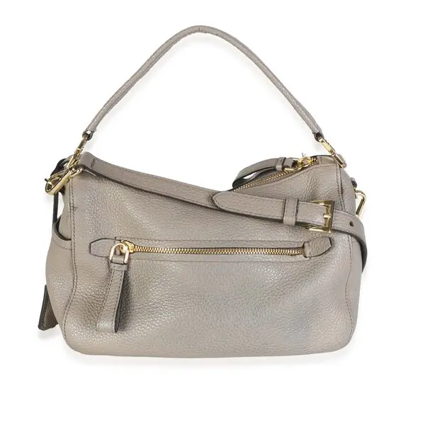 Prada Clay Grained Calfskin Triangle Logo Shoulder Bag