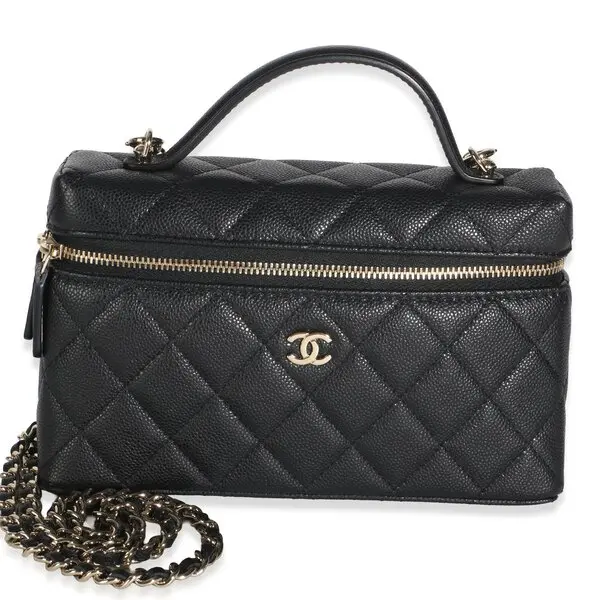 Chanel Quilted Caviar Slim Vanity With Chain
