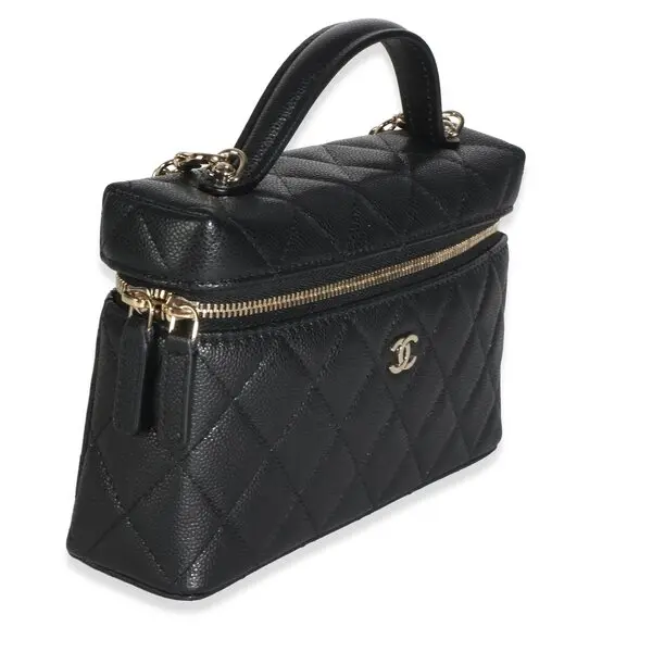Chanel Quilted Caviar Slim Vanity With Chain