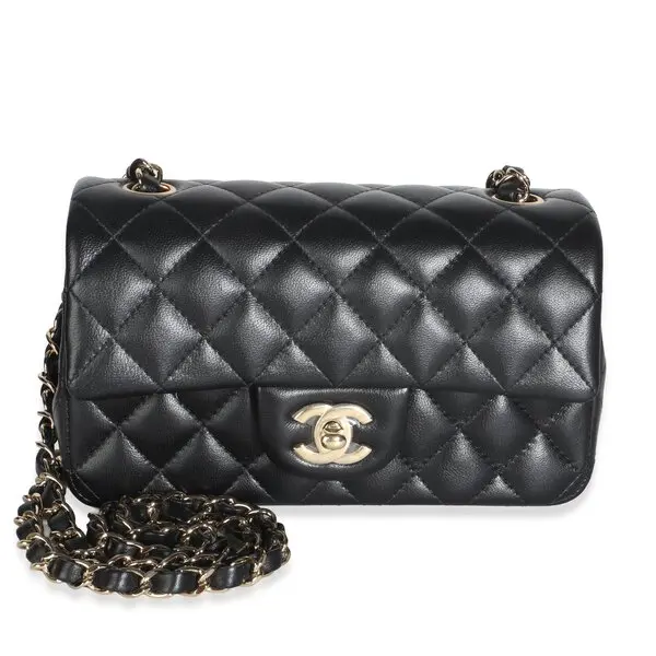 Chanel Quilted Lambskin Rectangular Flap Bag - Black