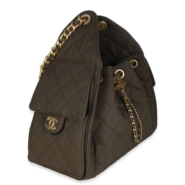 Chanel 25b Khaki Quilted Canvas 25 Hobo