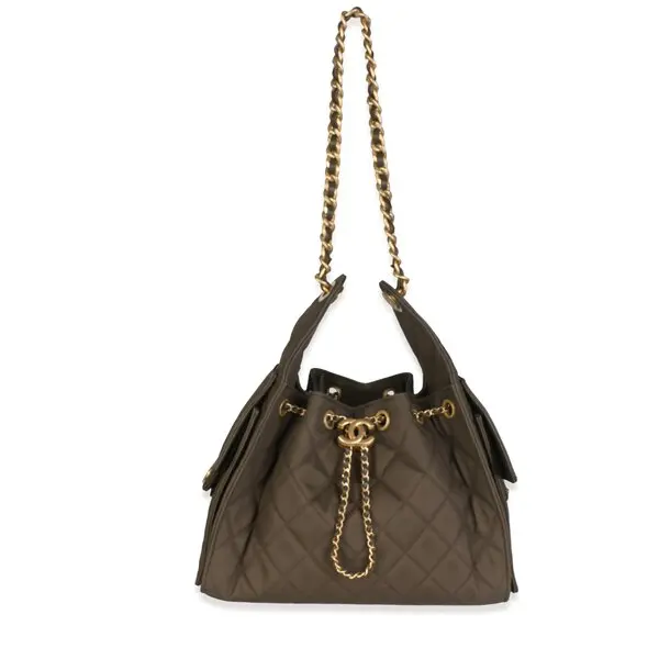 Chanel 25b Khaki Quilted Canvas 25 Hobo