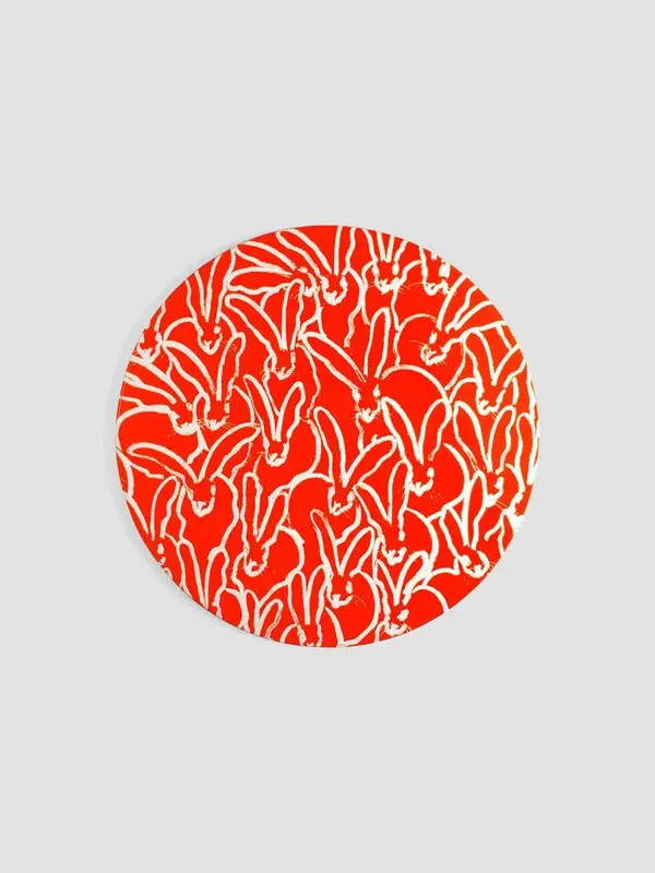 HUNT SLONEM Rabbit Run Round Lacquer Placemat - Orange