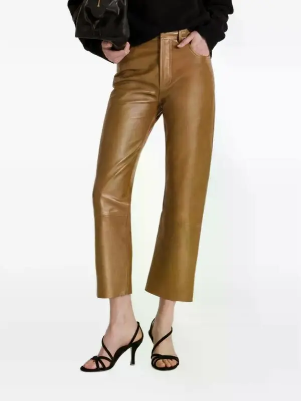 Alberta Ferretti Leather Straight-leg Trousers