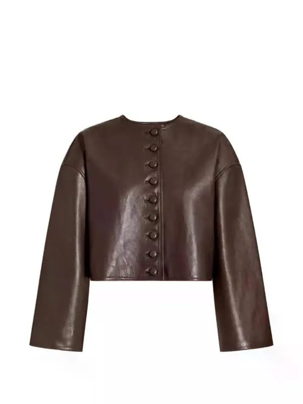 Alberta Ferretti Cropped Button-up Leather Jacket - Brown