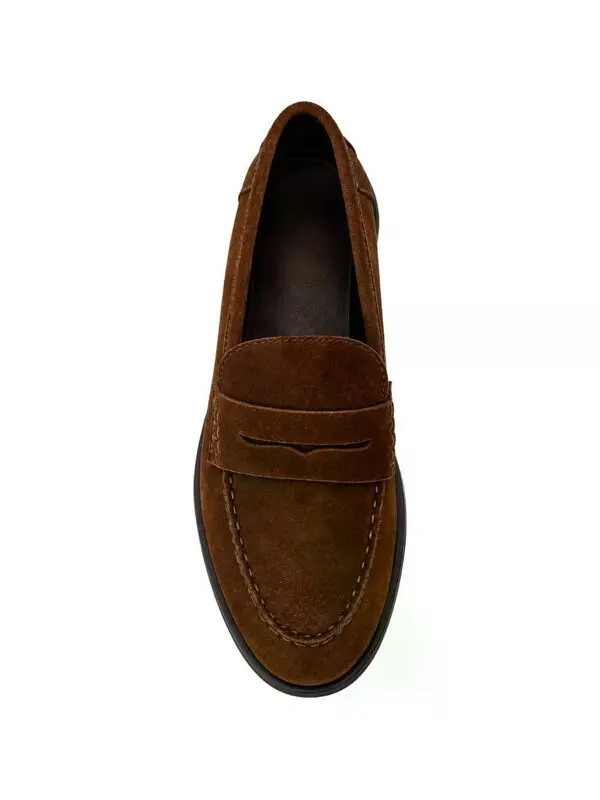 POEVE Calf Suede Almond-toe Loafers