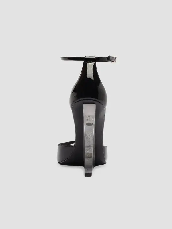 Schutz Stella 100mm Patent Leather Wedge Sandals