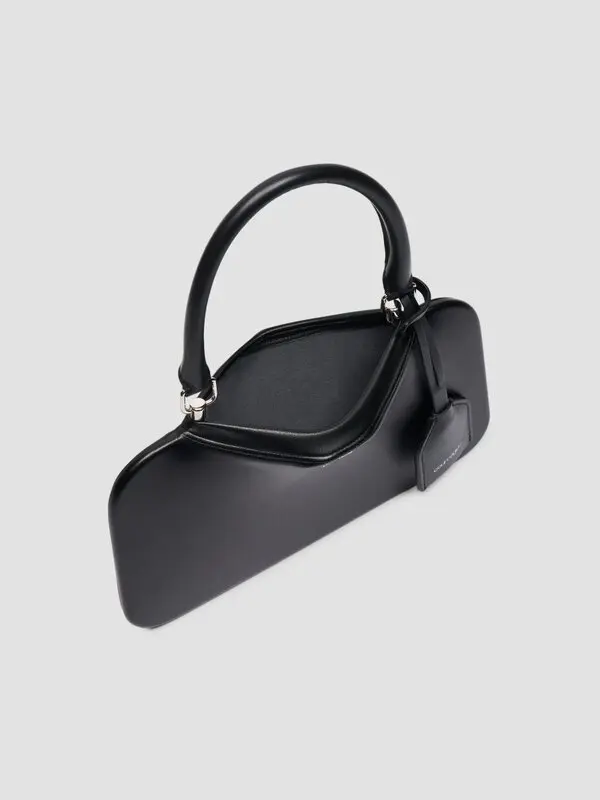 COURREGES Shadow Small Faux Leather Top Handle Bag - Black
