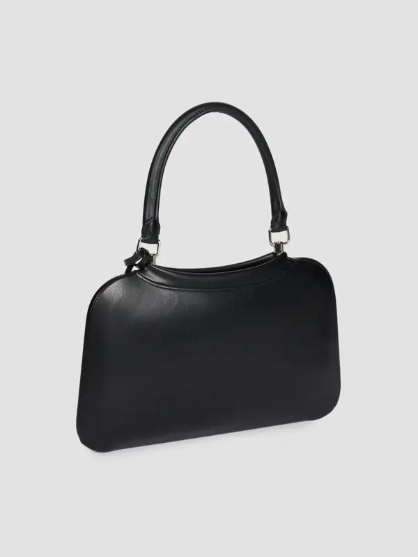 COURREGES Shadow Small Faux Leather Top Handle Bag - Black