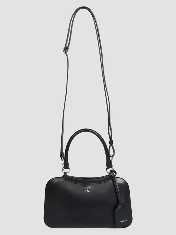 COURREGES Shadow Small Faux Leather Top Handle Bag - Black