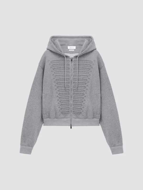 Alexander McQueen Ceremonial Embroidered Cotton Zip-up Hoodie