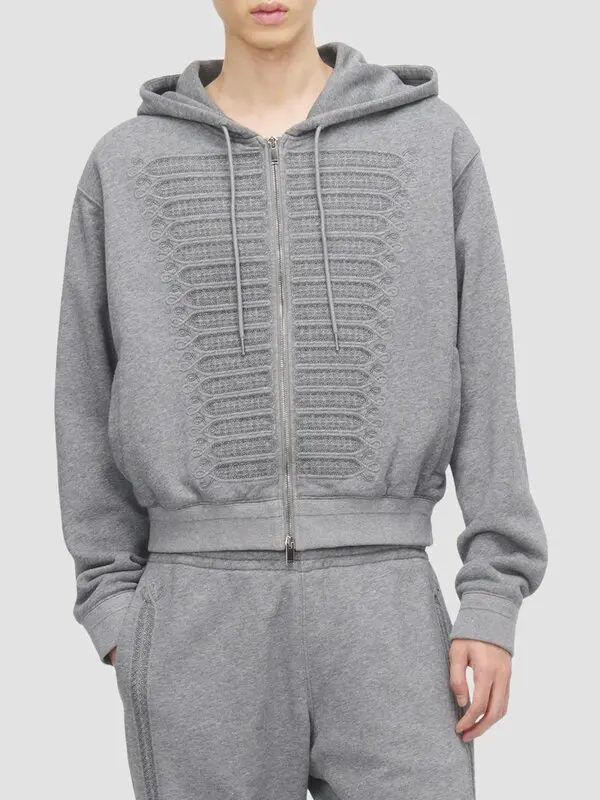 Alexander McQueen Ceremonial Embroidered Cotton Zip-up Hoodie