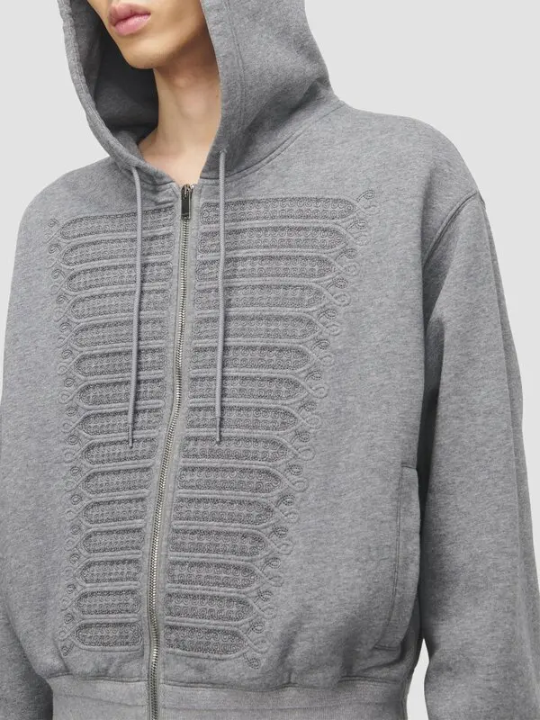 Alexander McQueen Ceremonial Embroidered Cotton Zip-up Hoodie