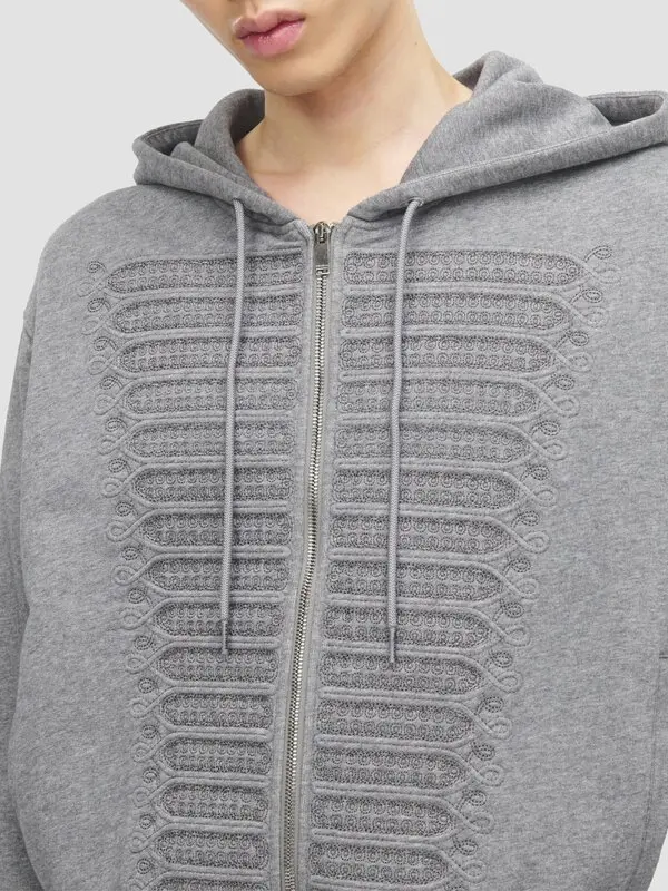 Alexander McQueen Ceremonial Embroidered Cotton Zip-up Hoodie