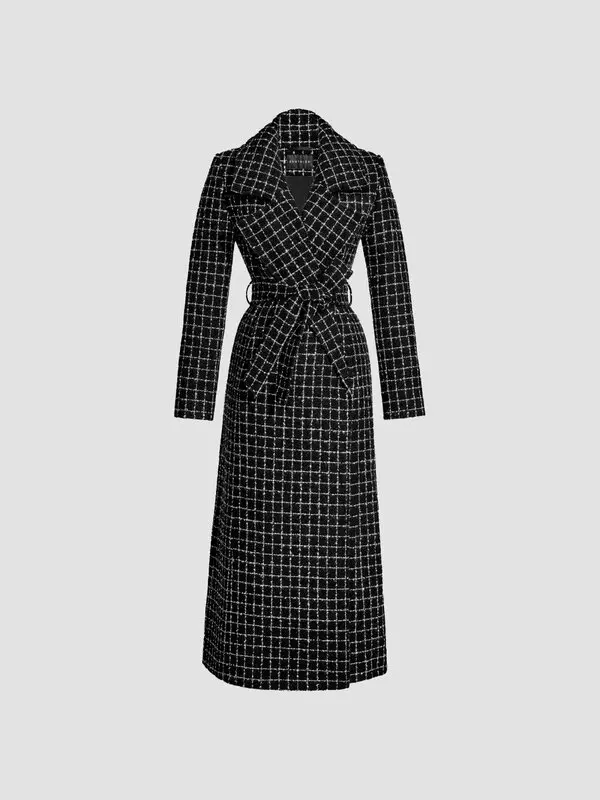Sentaler Check Suri Alpaca-blend Tweed Tie-waist Coat