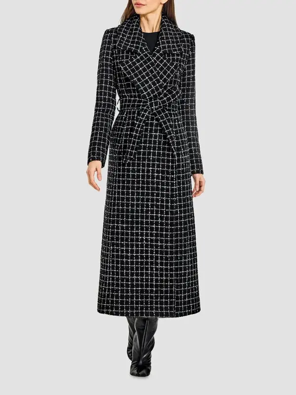 Sentaler Check Suri Alpaca-blend Tweed Tie-waist Coat