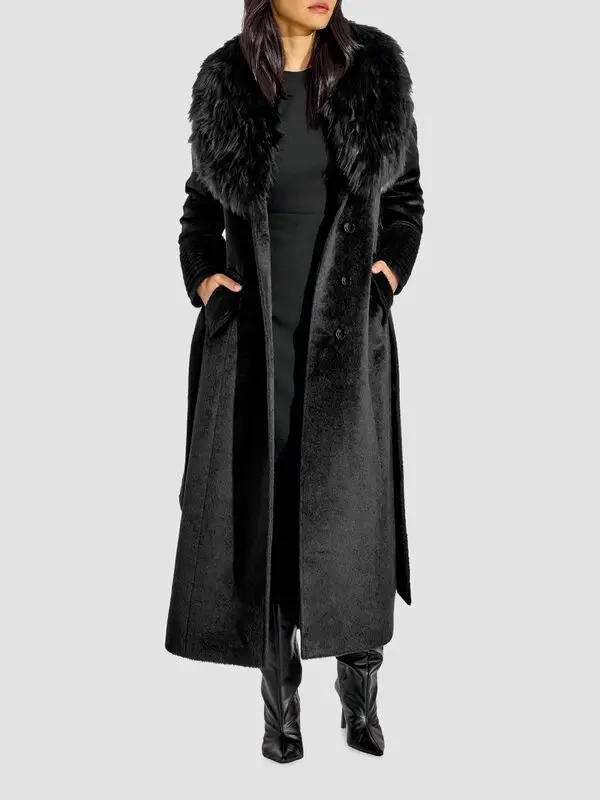 Sentaler Suri Alpaca-wool Shearling-collar Coat
