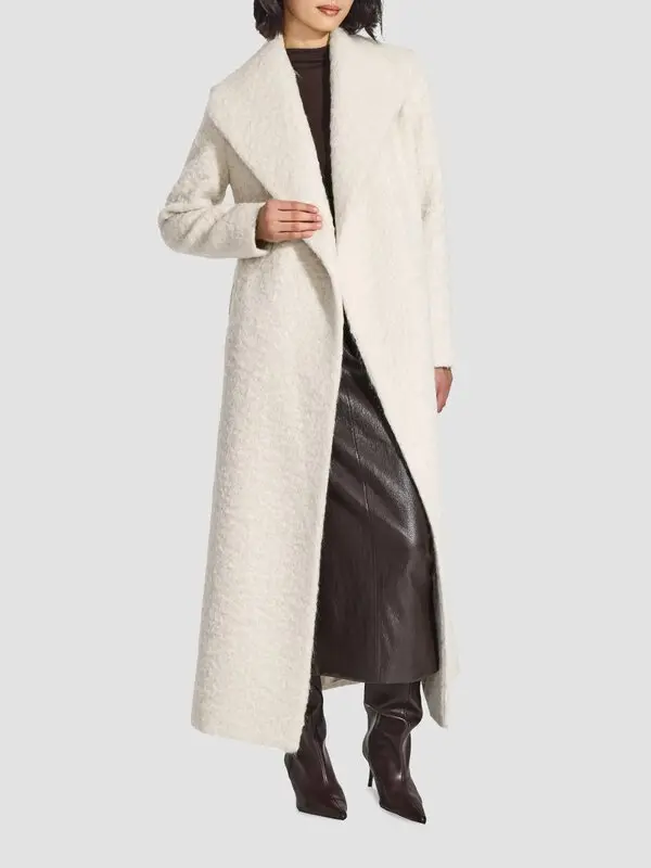 Sentaler Tie-waist Suri Alpaca Wool Maxi Wrap Coat - Cloud White