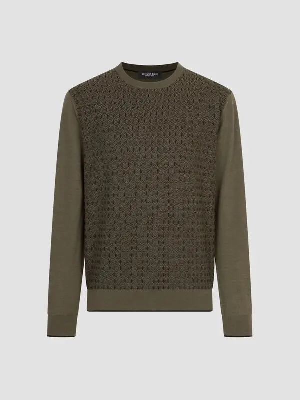 Stefano Ricci Wool And Silk Blend Knit Crewneck Sweater