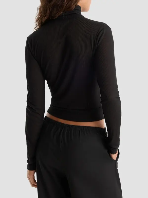 Good American The Sheer Rib-knit Turtleneck Sweater
