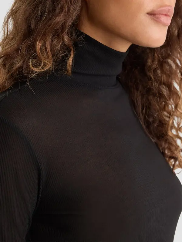 Good American The Sheer Rib-knit Turtleneck Sweater