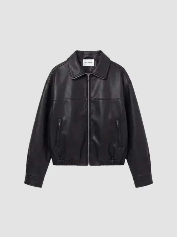 Good American The Better Than Leather Funnel Jacket - Black