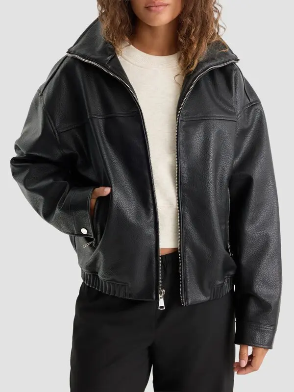 Good American The Better Than Leather Funnel Jacket