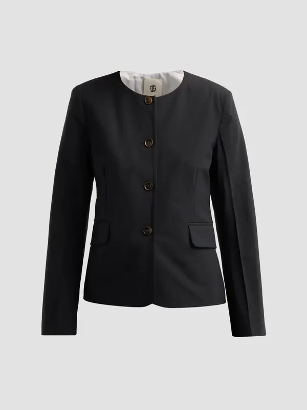 THE GARMENT Grand Wool-blend Twill Open-back Blazer - Black