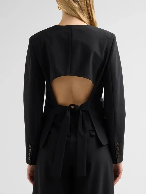 THE GARMENT Grand Wool-blend Twill Open-back Blazer