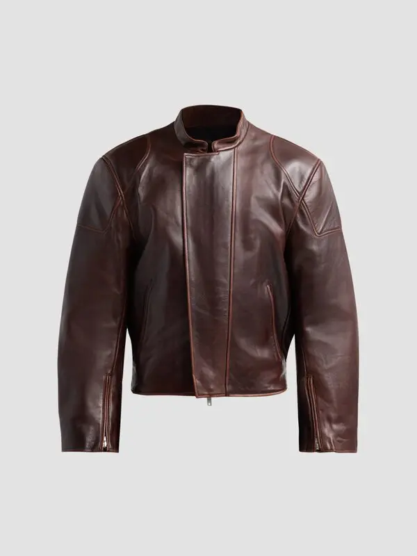 Helmut Lang Leather Moto Jacket - Saddle