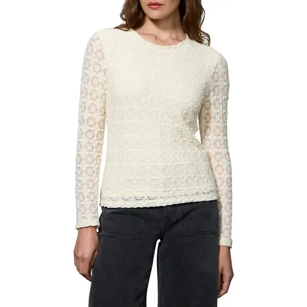 Sanctuary Perfect Lace Long Sleeve T-shirt - Bone Ivory