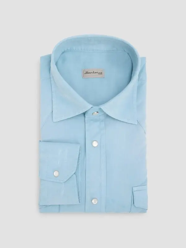 SARTORIO NAPOLI Western Flannel Shirt - Light Blue