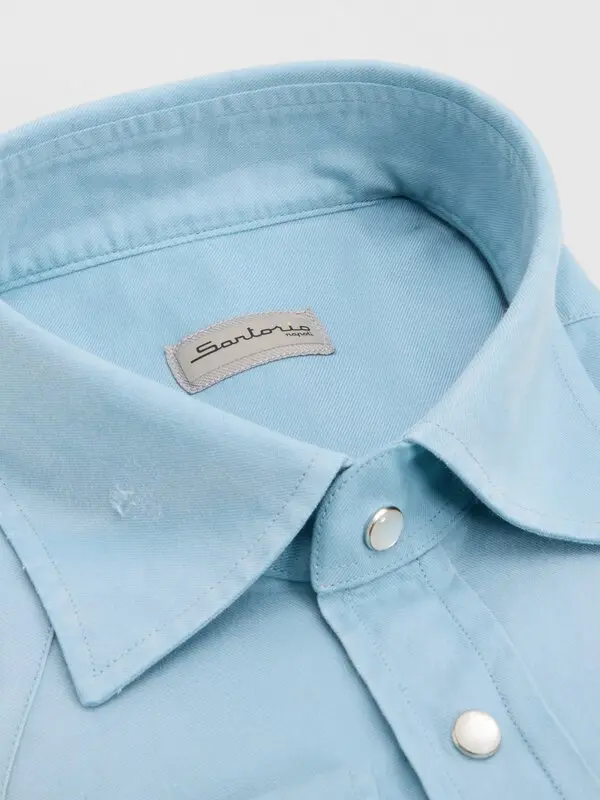 SARTORIO NAPOLI Western Flannel Shirt - Light Blue