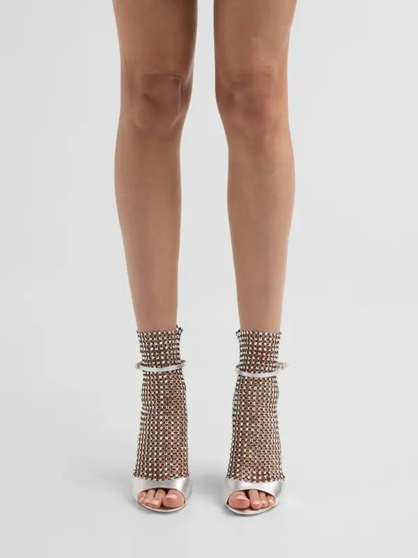 Rene Caovilla Galaxia 105mm Embellished-mesh Sandals