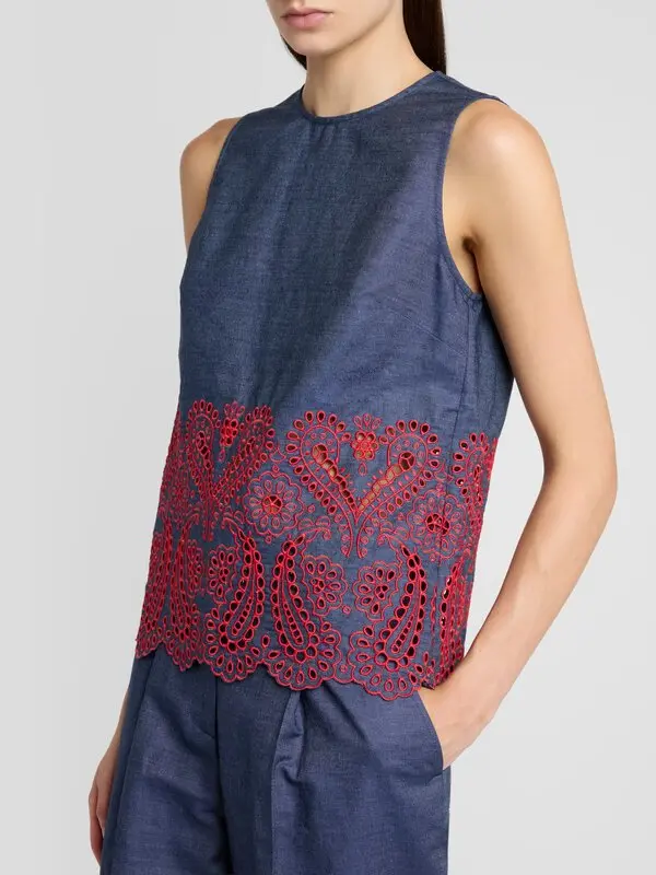 Etro Embroidered Cotton Shift Top