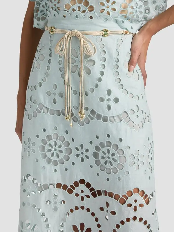 Zimmermann Awaken Laser-cut Linen Midi-skirt