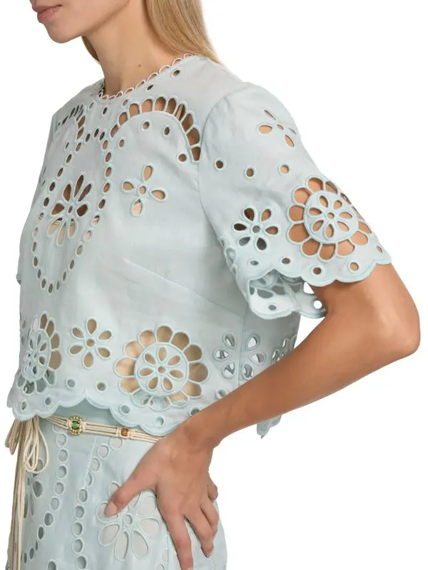 Zimmermann Awaken Embroidered Linen Blouse