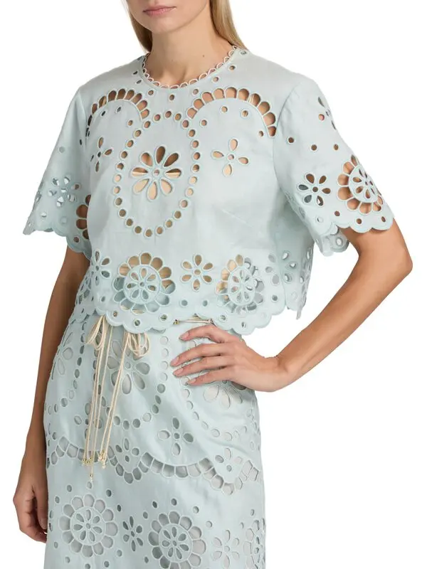 Zimmermann Awaken Embroidered Linen Blouse