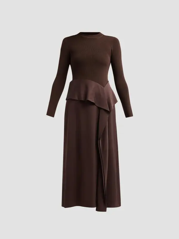 Simkhai Ornella Satin Peplum Midi Dress