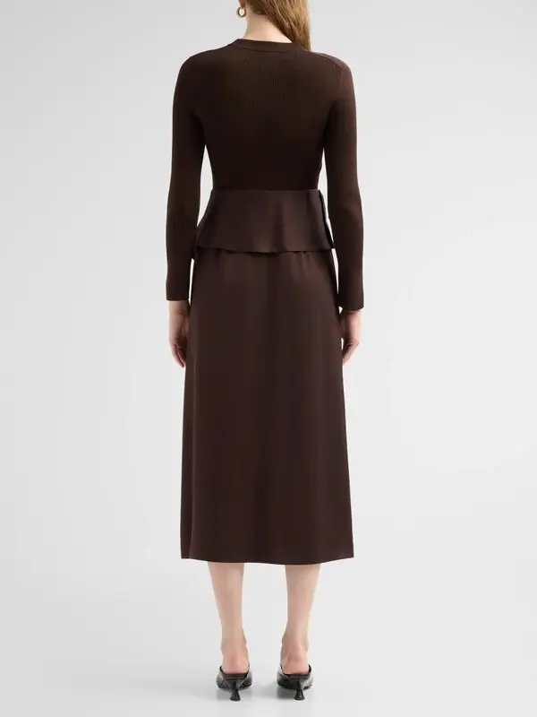 Simkhai Ornella Satin Peplum Midi Dress