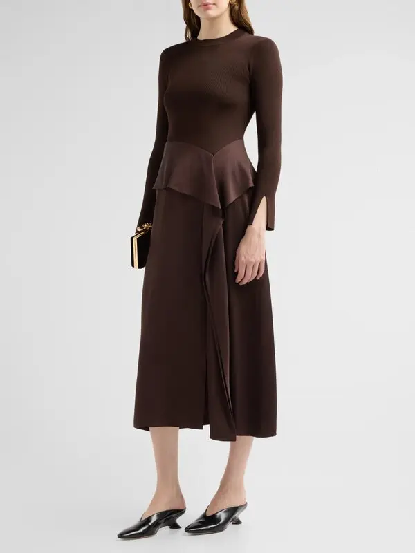 Simkhai Ornella Satin Peplum Midi Dress