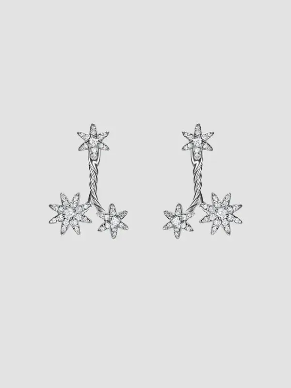 David Yurman Petite Starburst Cluster Drop Earrings In Sterling With Diamonds, 18.8mm - Silver