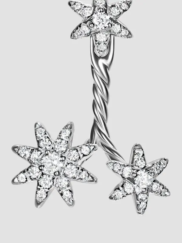 David Yurman Petite Starburst Cluster Drop Earrings In Sterling With Diamonds, 18.8mm