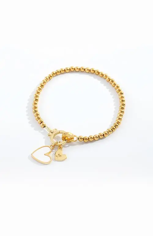 MINT & LILY Mother Of Pearl Heart & Initial Charm Beaded Bracelet - Letter L