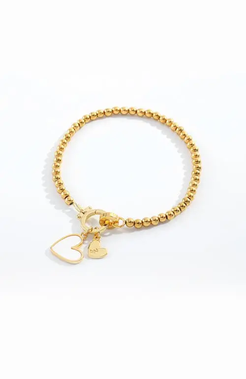MINT & LILY Mother Of Pearl Heart & Initial Charm Beaded Bracelet - Letter Z